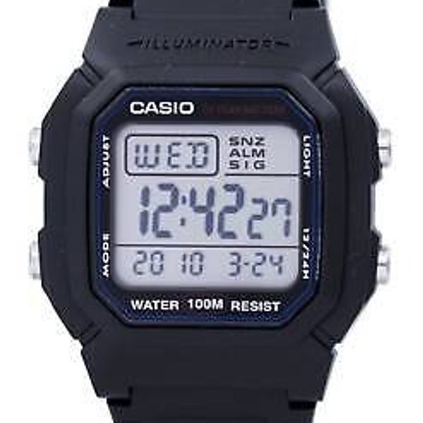 Casio Digital Classic Illuminator W-800H-1AVDF Quartz Dress 100M Mens ...