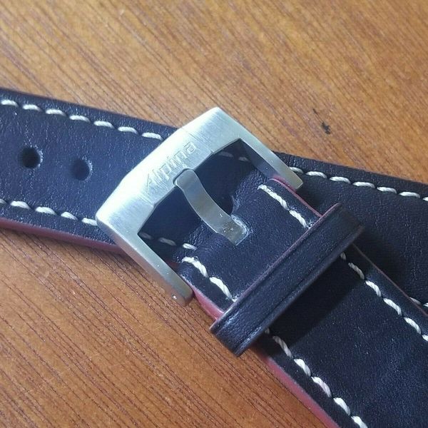 Alpina Black Leather Watch Strap / Band w/ Buckle - 22mm - Great Shape ...
