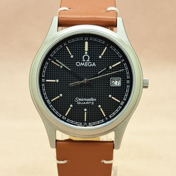 Vintage Omega Seamaster Black Dial 1425 Date Quartz Men's Swiss Watch ...