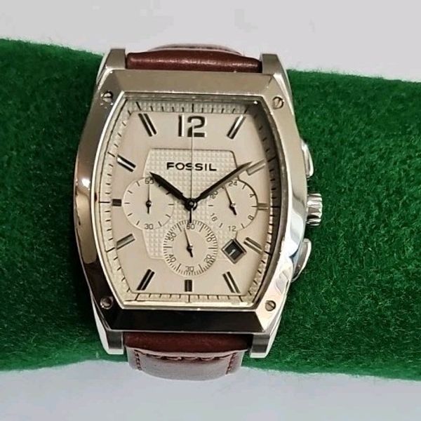 Fossil Arkitekt Men FS-4321 Chronograph Brown Leather Quartz Watch NEW ...