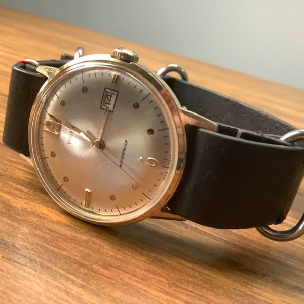 timex marlin mens watch from 1967 winds sets and runs good gold color ...