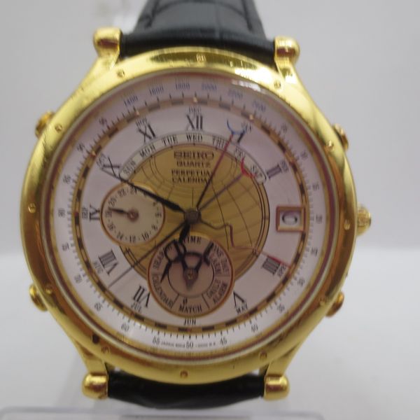 VINTAGE SEIKO AGE OF DISCOVERY 6M13-0019 PERPETUAL CALENDAR GP QUARTZ ...