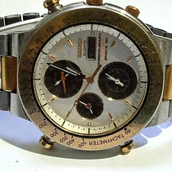 Seiko Chronograph Watch Sports 150 7T59-6A00 Tachymeter Japan ...No ...