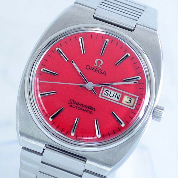 VINTAGE OMEGA SEAMASTER AUTO CAL1020 DAY&DATE RED DIAL MEN'S WATCH ...