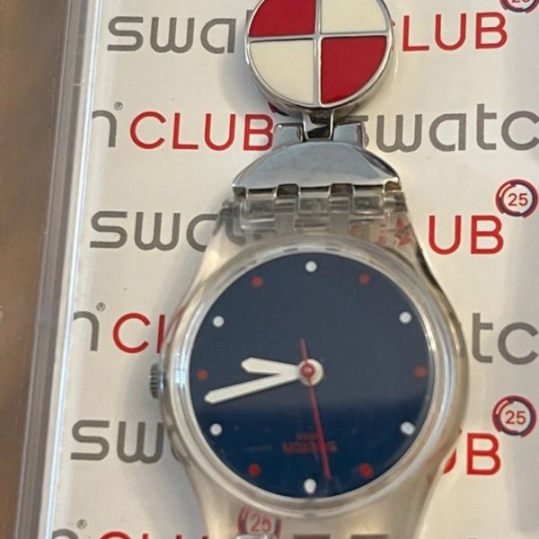 Swatch watch ladies LK344G Marinette Red White and Blue | WatchCharts ...