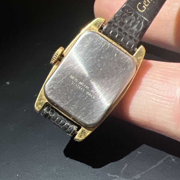 Vintage Timex Watch Women 19mm Gold Tone Tank Rectangle Dial Leather ...