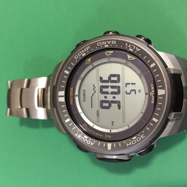 SOLD: CASIO PRO TREK PRW-3000T-7JF Triple Sensor Ver.3 Titanium PRW ...