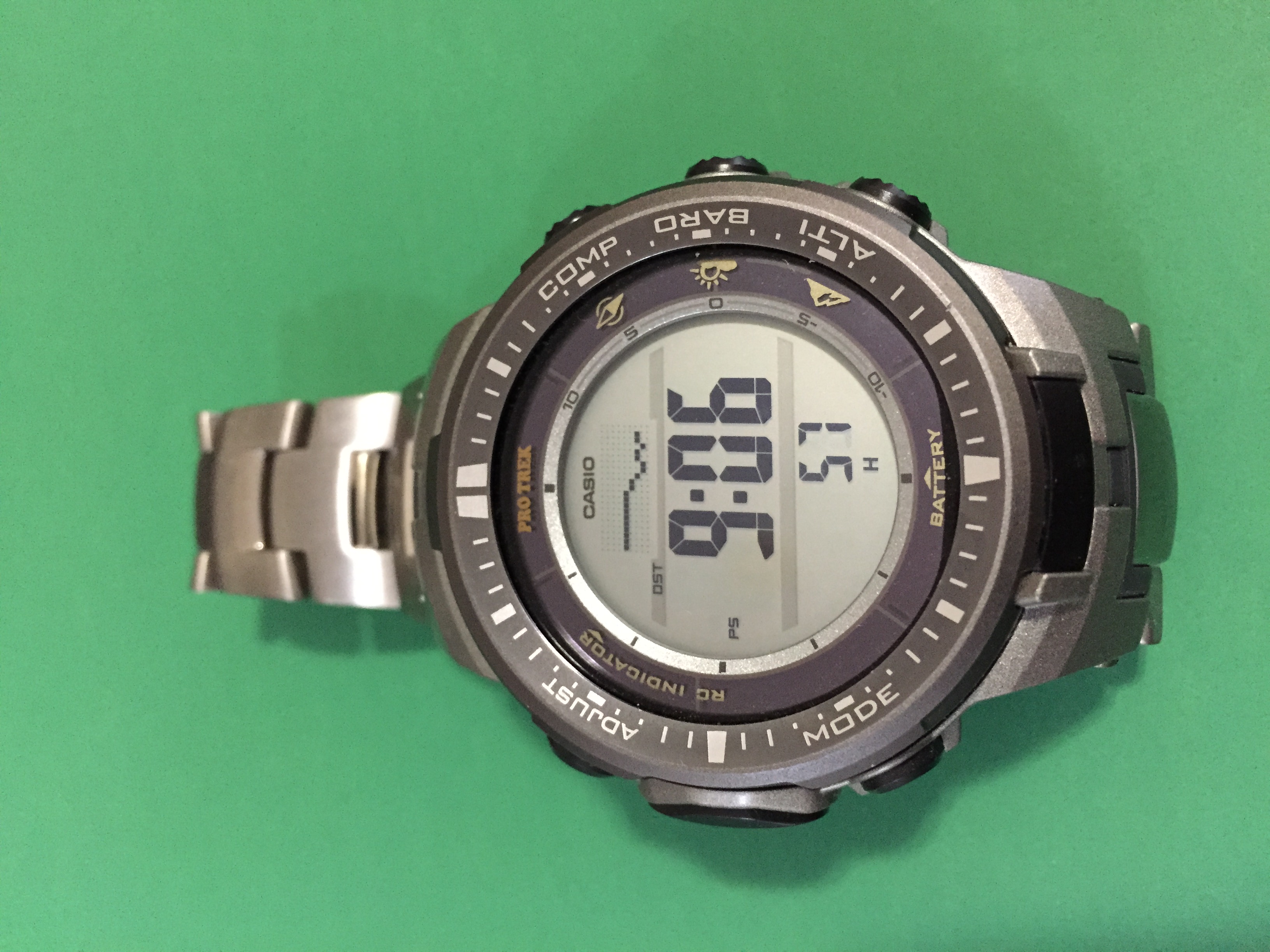 SOLD: CASIO PRO TREK PRW-3000T-7JF Triple Sensor Ver.3 Titanium PRW ...
