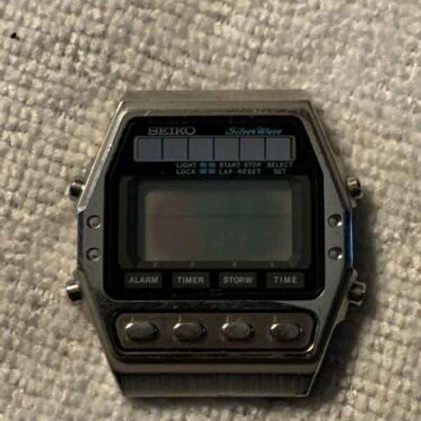 1981 SEIKO A557-5010 SOLAR Silver Wave Solar Digital Watch For Parts Or Repair | WatchCharts ...