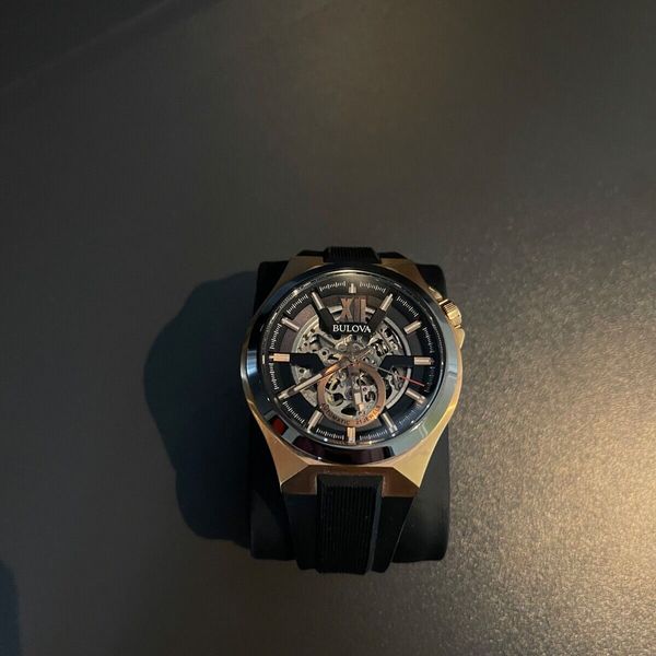 Bulova 98A177 Men's Watch Black Classic Automatic Silicone Strap ...