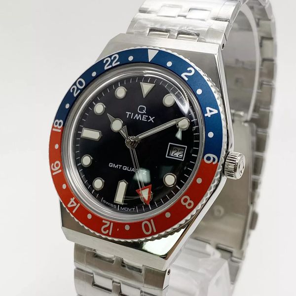 Q Timex GMT Quartz Red & Blue + Black Dial Men's Watch TW2V38000 ...