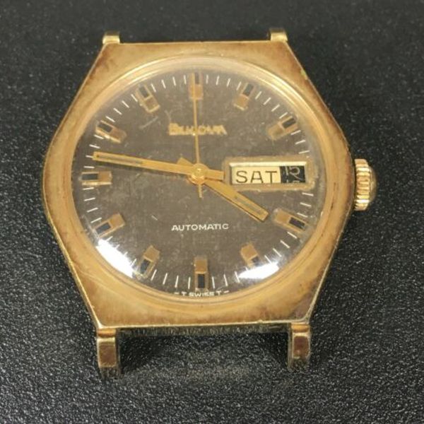 Vintage Bulova Automatic Watch N2 10k RGP Back Gold Electroplate Bezel ...