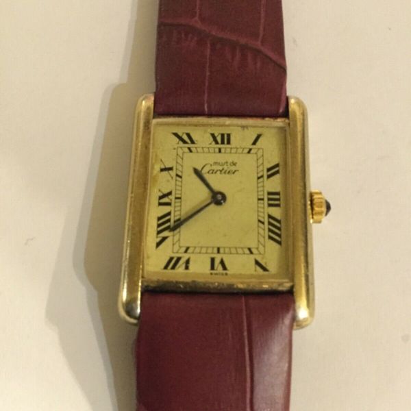 Vintage Must de Cartier Paris 925 Argent Plaque Gold 20M Tank Hand ...