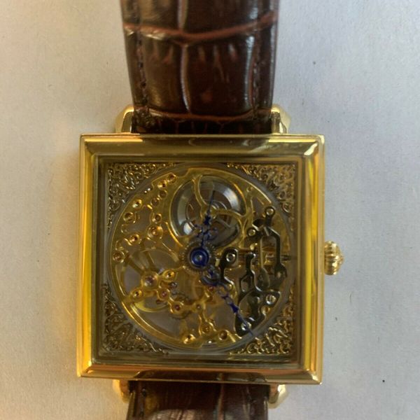 Stauer 20879 Skeleton Mechanical 17 Jewel Watch Leather Band ...