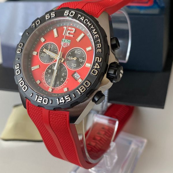 Tag Heuer 43mm Formula 1 Chronograph Red Dial Men's Watch CAZ101AN ...