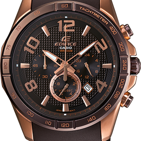RARE Casio Edifice EFR516PG-5AV Chronograph Brown Rose Gold Tone Men's ...