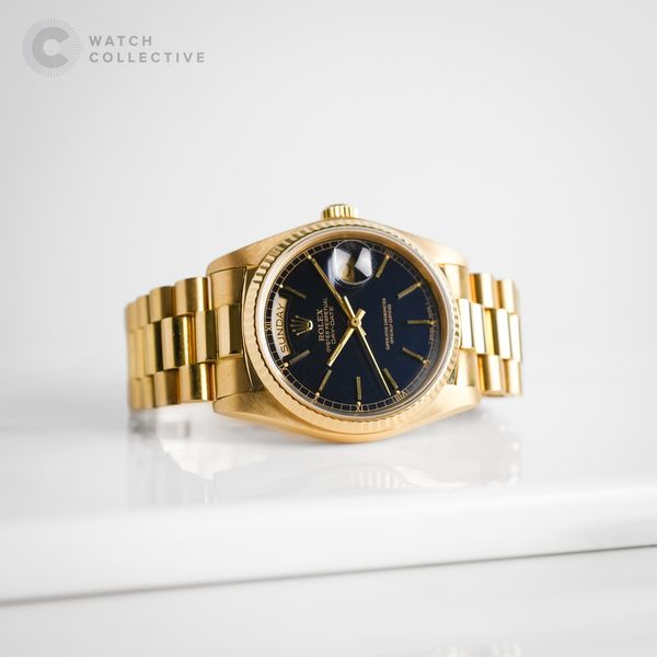 MIDNIGHT BLUE???? Rolex Day-Date 18038 18kt Gold Single Quickset ...
