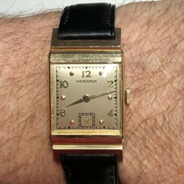Vintage 1947 Hamilton Wesley 14K Solid Gold Watch 982M 19J USA Runs ...