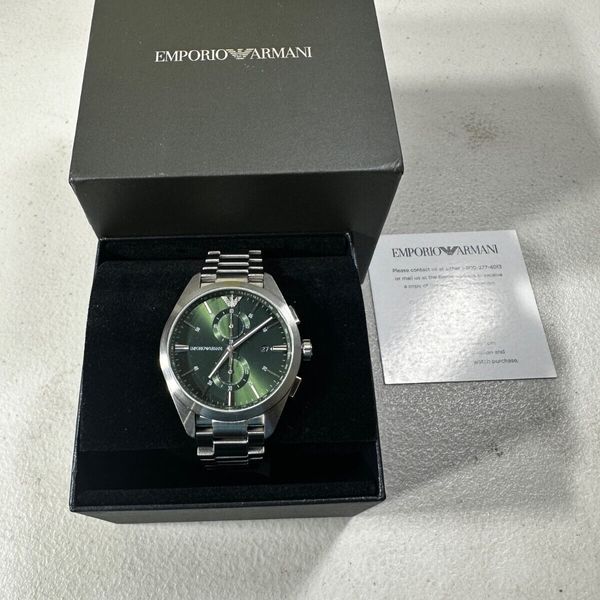 Emporio Armani Watch AR11480 Men's Silver Genuine Chronograph Stainless ...