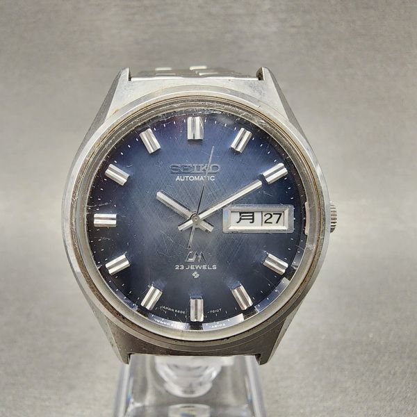 Seiko Lord Matic Watch men 37mm Blue Dial Steel Daydate Automatic READ ...
