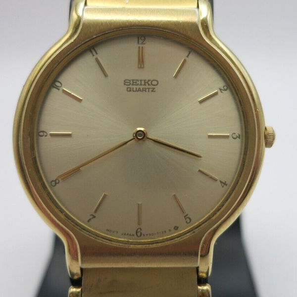 Vintage Seiko Gold-Tone Quartz Dress Watch - 5Y30-7128 / 5Y30-7019 ...