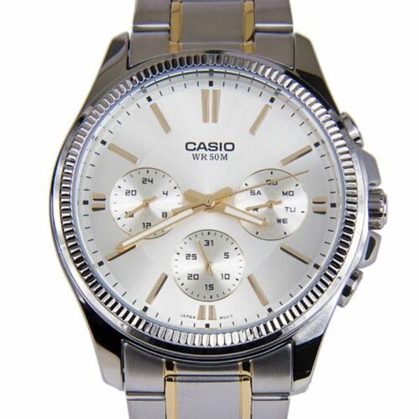 Casio Enticer Analog Silver Dial Two Tone Stainless Men's Watch MTP ...