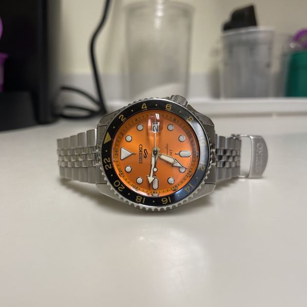 Seiko SSK005 Automatic Orange Dial Stainless Steel GMT Watch ...