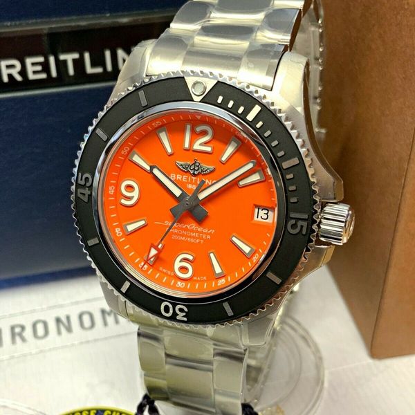 Breitling Superocean 36mm A17316 Orange Dial With Papers 2020 UNWORN ...