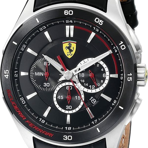 Scuderia Ferrari 0830182 Mens Gran Premio Black Leather Strap Watch ...