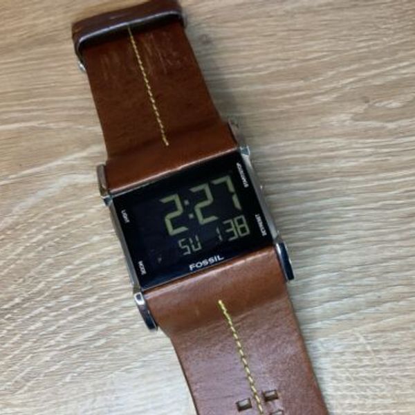 Fossil Digital Watch JR-9641 / New Battery / Leather Strap ...