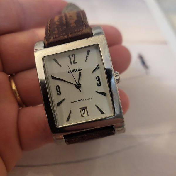 Lorus By Seiko Rectangle Quartz Watch Tank Style Vx32 X289 Silver Dial ...
