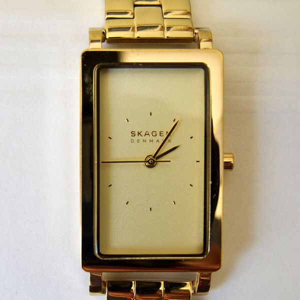 Skagen Ladies Watch: Hagen Lille Three-Hand Gold Stainless Steel Tank ...