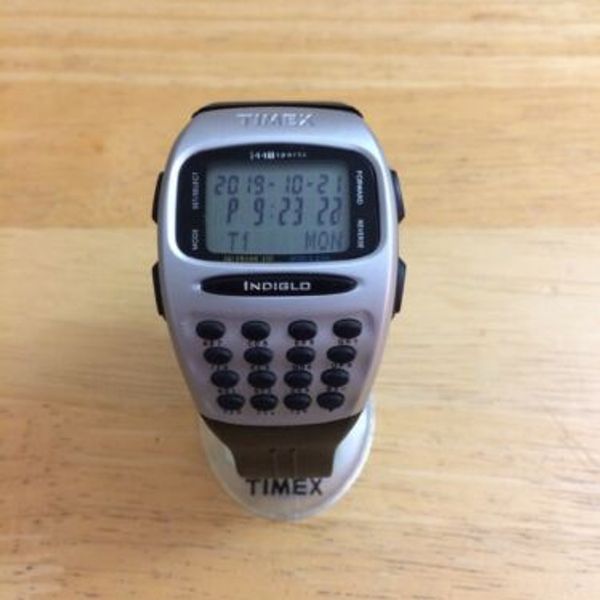 VTG Timex 1440 Sports Telebank 100 Calculator Watch INDIGLO FAST ...