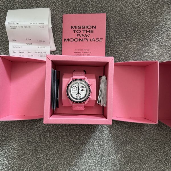 Omega X Swatch Moonswatch Mission To The Pink Moonphase Moon | Unworn w ...