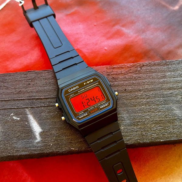 Extra Red â Modified Casio F-91W â Custom Black Digital Watch with High ...