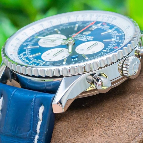 FS: Breitling Navitimer 1 B01 Chronograph 46 Blue $10K MSRP Boxes Croco ...