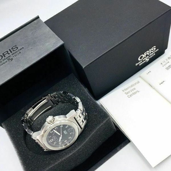 ORIS Watch 7500 635 Black Men's Automatic St.Steel Day Date w/box T3969 ...