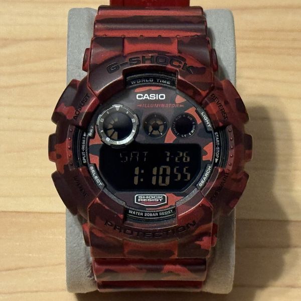 Casio G-Shock GD-120CM-4 Red Black Camo Negative Display Men's Digital ...