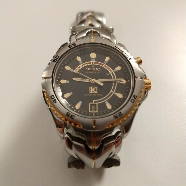 Seiko Kinetic Sports 100 5M42-0809 Stainless with Gold Accents ...