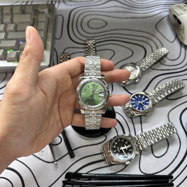 Seiko Datejust Mod 39mm NH35 Green Roman Numeral Dial Fluted Bezel ...