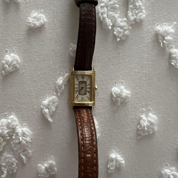 Citizen Gold Tone Watch Roman Numerals Leather Band Rectangular Face ...