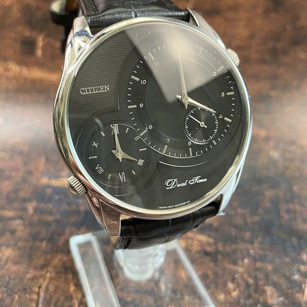 Citizen Dual Time Mens Dress Watch 104V-S019656 44mm Black Dial Quartz ...