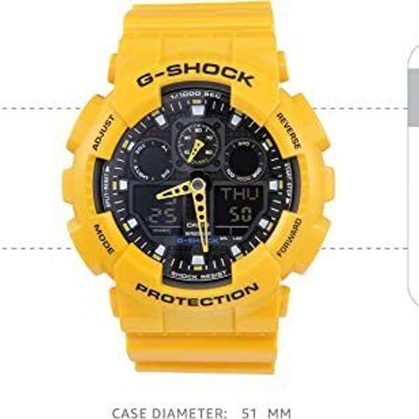 Casio G-SHOCK GA100A-9A XL Standard Analog-Digital Yellow Resin 200m ...