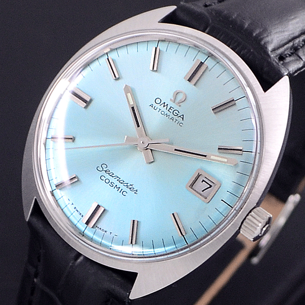 VINTAGE OMEGA SEAMASTER COSMIC AUTOMATIC SKY BLUE DIAL DATE DRESS MEN'S ...