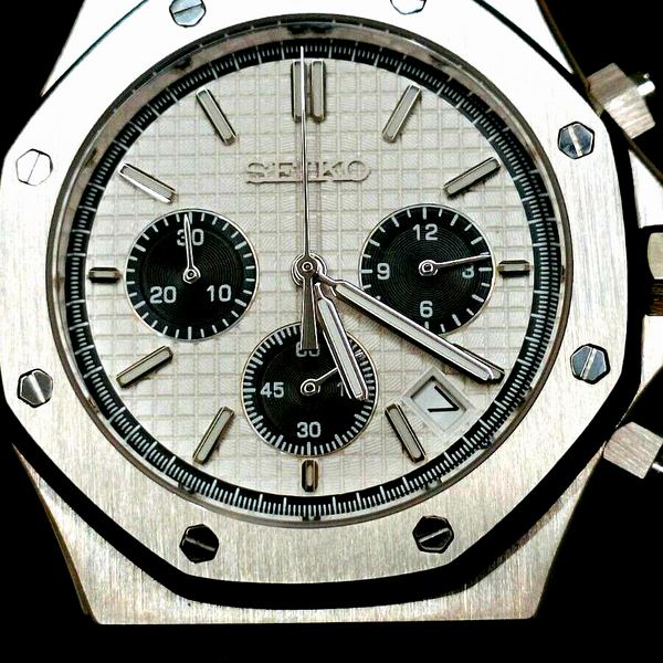 VK63 Seiko Movement Custom Premium Build Watch - SeikOak White Waffle ...
