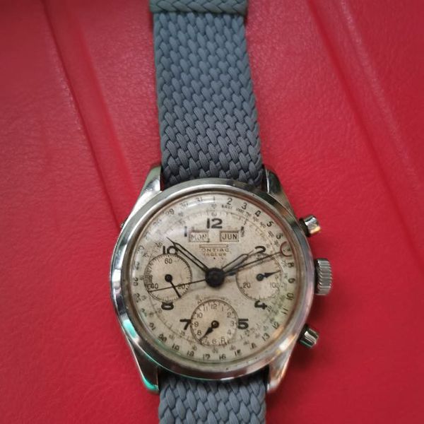 Original 60s vintage watch jam arloji pontiac nageur auri 1953 triple ...