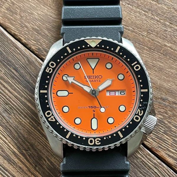 Vintage 1981 SEIKO QUARTZ DIVER'S 150M 7548-700C Orange Dial Watch From ...