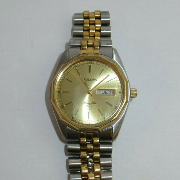 Men's BULOVA Marine Star Quartz Watch 100M, Silver & Gold, 9OC64 ...