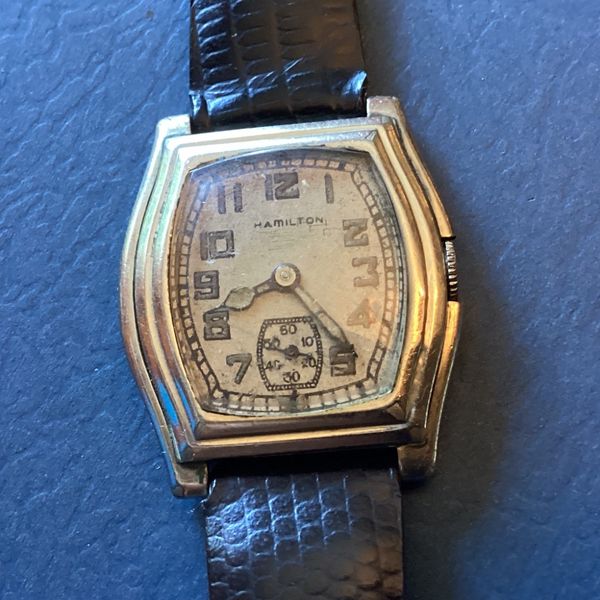 Vintage 1930s Hamilton 987-F Art Deco Watch 14K GF Rare stepped case ...