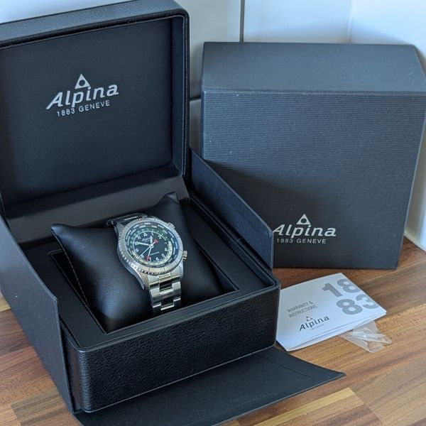 Alpina Startimer World Timer, Quartz, Green Dial, Brand New, Full Set ...